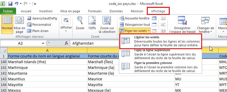 Figer la première ligne d'un tableau Excel - Lecoindunet