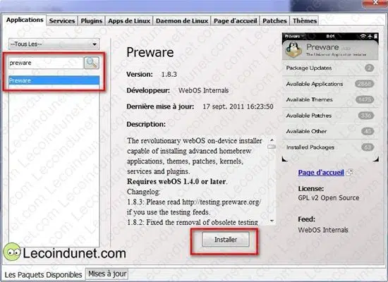 Comment installer Preware sur un TouchPad ou un PRE3 webOS ? - Lecoindunet