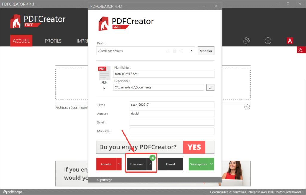 Fusionner des fichiers en PDF avec PDFCreator - Lecoindunet