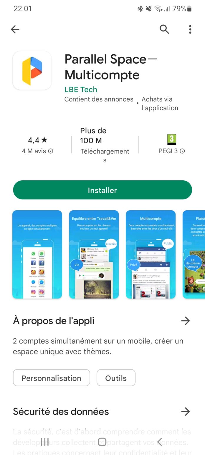 Faire du multicompte sur Android avec Parallel Space - Lecoindunet
