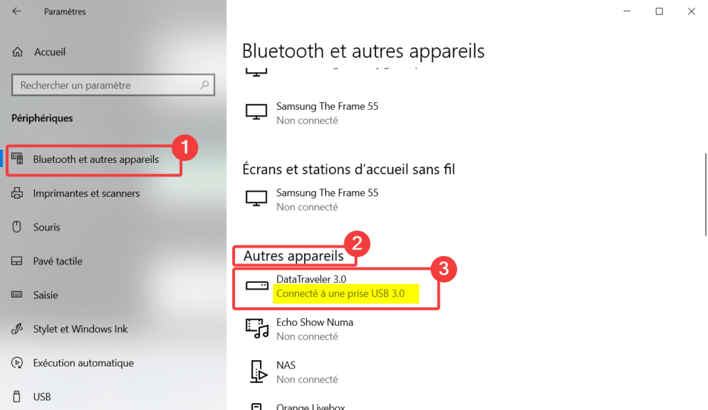 Vérifier qu'un périphérique fonctionne bien en USB 3.0 - Lecoindunet