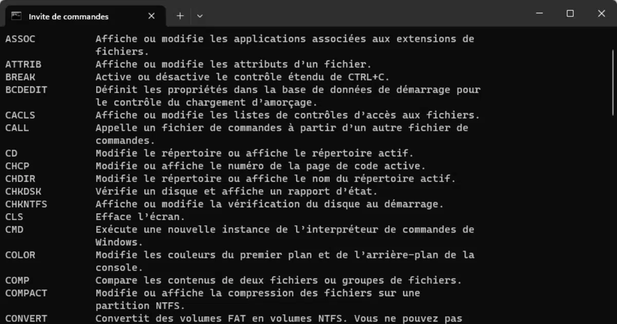 La liste complète des commandes de l'invite de commande (CMD) - Lecoindunet
