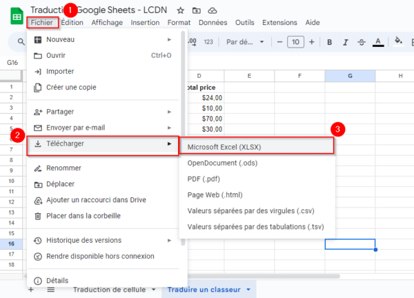 Faire des traductions dans un tableau Google Sheets - Lecoindunet