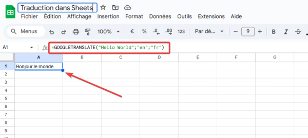 Faire des traductions dans un tableau Google Sheets - Lecoindunet