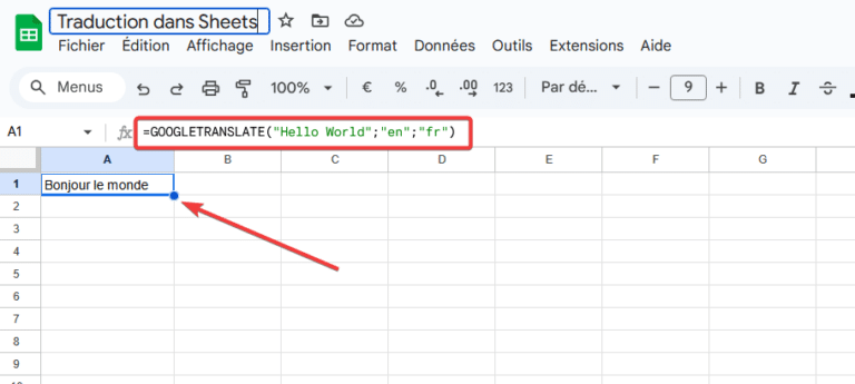 Faire des traductions dans un tableau Google Sheets - Lecoindunet