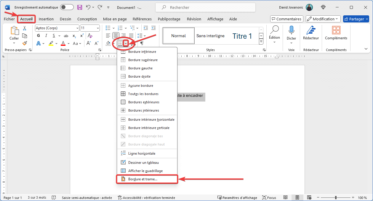 Comment encadrer un texte sur Word ? - Lecoindunet