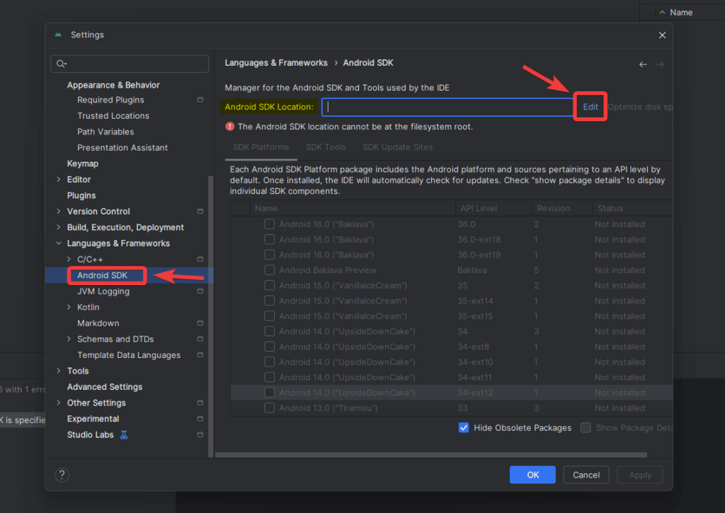 "Please provide the path to the Android SDK" : comment résoudre l'erreur - Lecoindunet