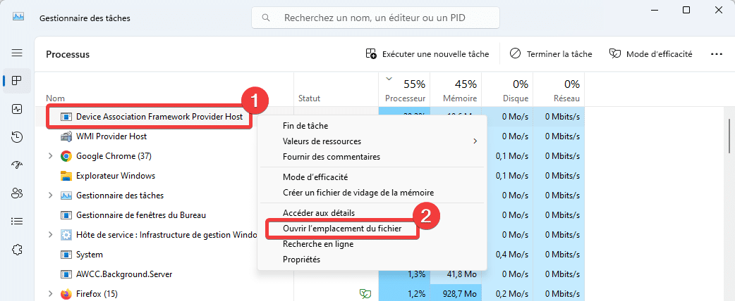Device Association Framework Provider Host (dasHost.exe) : c'est quoi ...